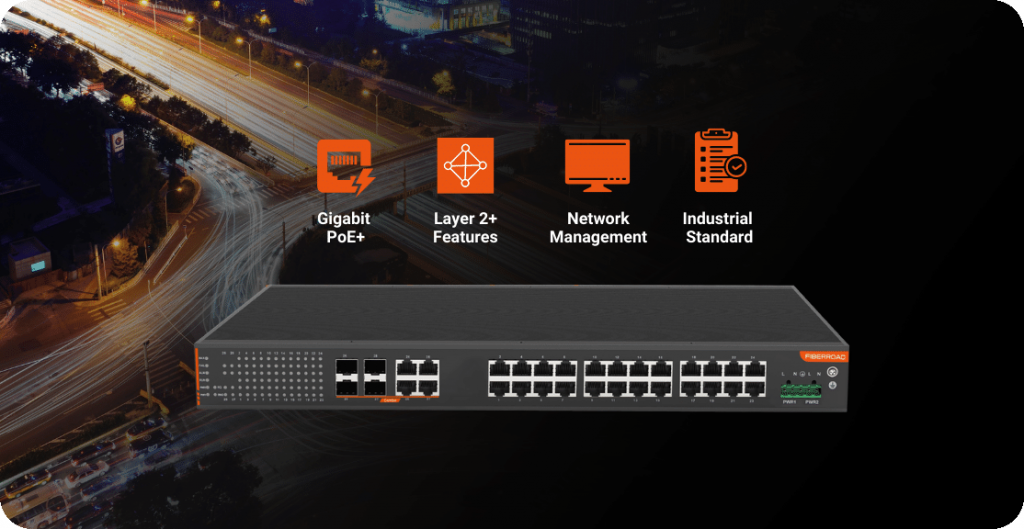 24 Port Industrial Managed PoE Network Switch | PoE+