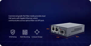 2 Port PoE Fiber Media Converter | PoE+ | Fiberroad
